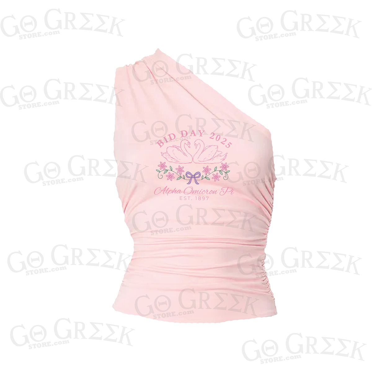 Alpha Omicron Pi Swans Bid Day Ruched Tank Design – Go Greek Store