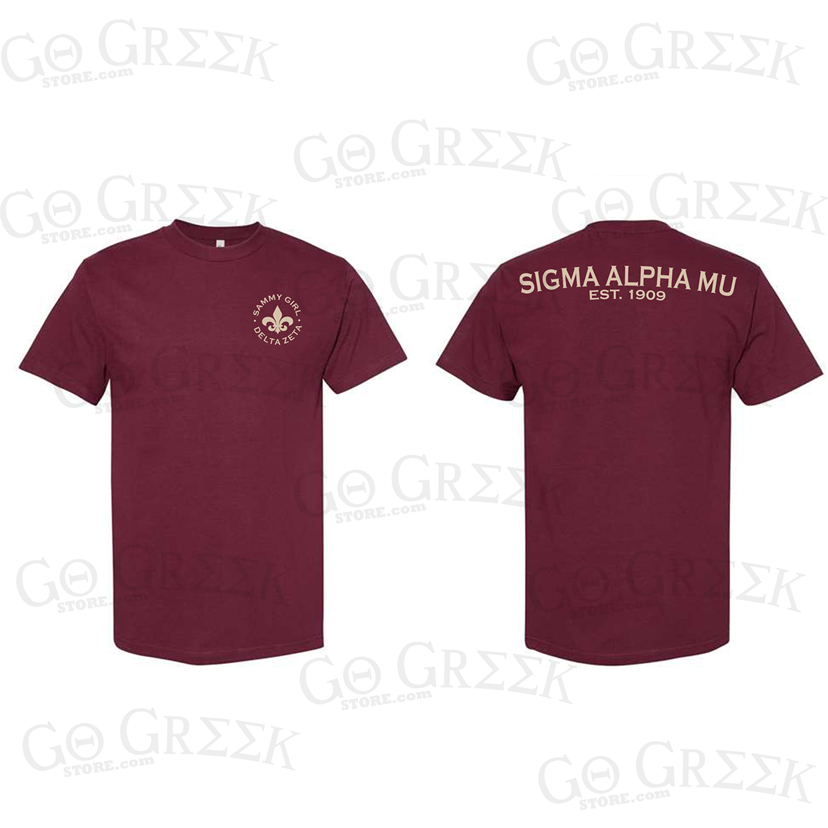 Sigma Alpha Mu x Delta Zeta “Sammy Girl” Burgundy T-Shirt Design Idea ...